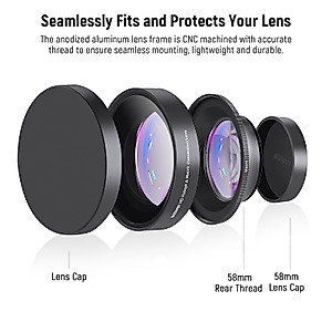 NEEWER 58mm 0.43X HD 2 in 1 Fisheye & Macro Lens, Wide Angle Fisheye Lens with 18mm Focal Length Compatible with Canon EOS T7 T8i R7 R10 R50 Nikon D3500 D7500 D3300 D3400 D850 Fujiflim X-T5 T4, LS-20