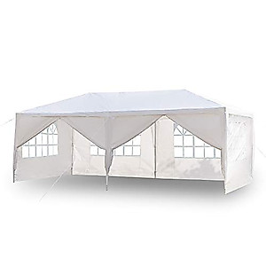 Boylymia 10' x 20'Outdoor White Waterproof Gazebo Canopy Tent with 4 Removable Sidewalls and Windows Heavy Duty Tent for Party Wedding Events Beach BBQ