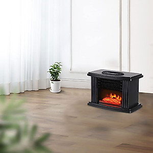 ONEPOINTPOINT Electric Fireplace Heater Indoor Mini Freestanding Fireplace Stove with 3-Gear Adjustable 3D Simulation of Carbon Fire Heating Technology Black