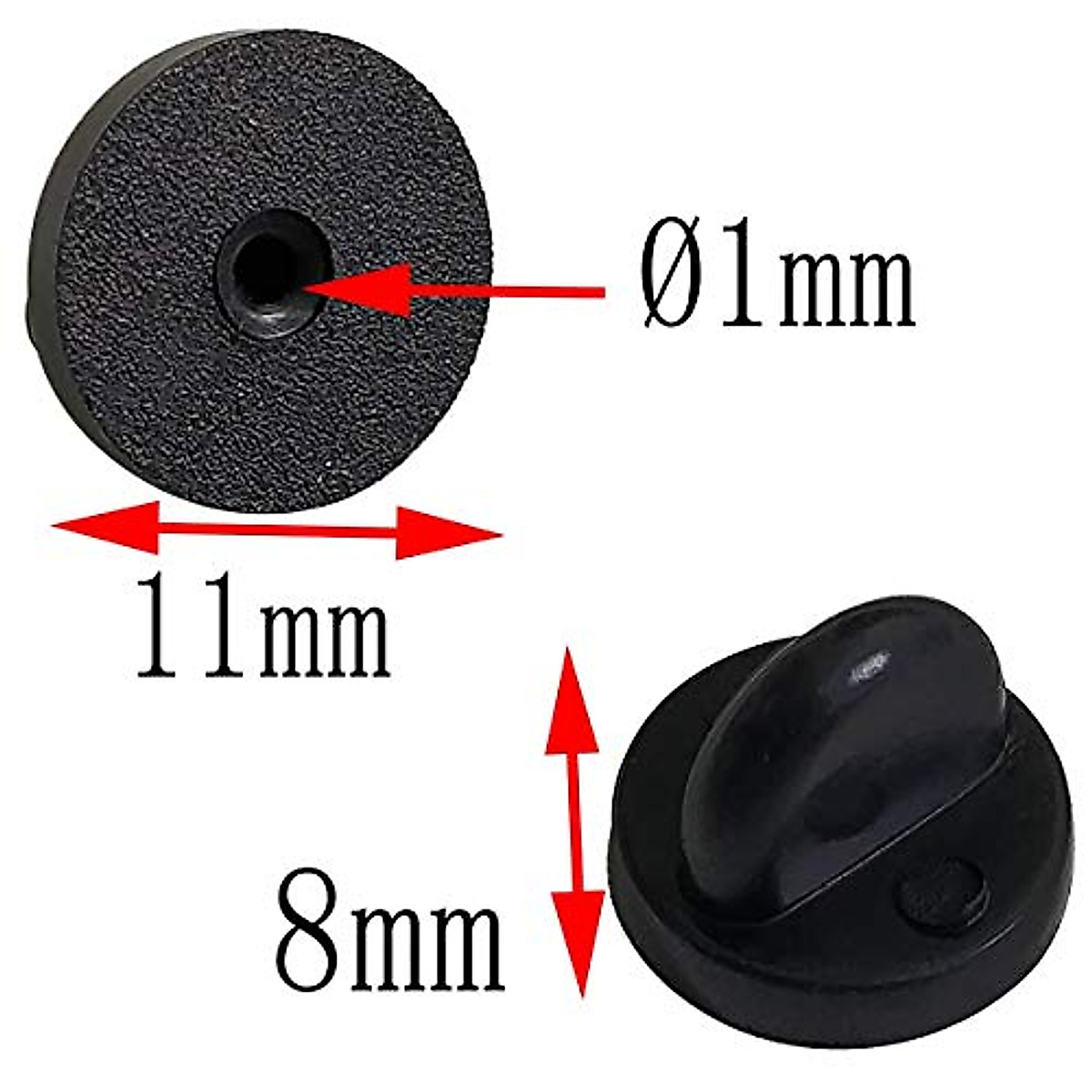 Lapel Pin Backings,Butterfly Clutch Pin Backings PVC Rubber Pin Backs Pin Keepers for Replacement Uniform Badge (Black, Pack of 50)