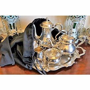 TarnishSTOP, USA Made, 13"x10”, Luxury Anti-Tarnish Cloth Bag for Silver Storage, Silverplate, Sterling, Flatware, Jewelry - Keep Polished Silver Gleaming - Highest Quality & Rich Tuxedo BLACK Design