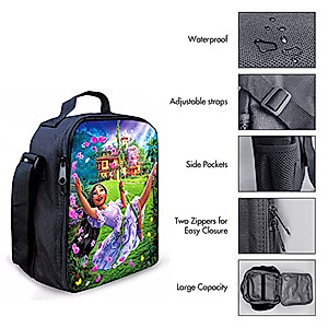 Farisod Encanto Backpacks for Girls School Backpack with Lunch Box Set School Bags Student Bookbag Backpacks for Girls Teens 3PCS