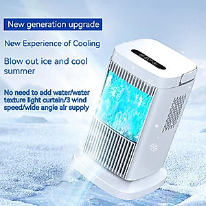 Portable Air Conditioner，Semiconductor Mini Air Conditioner 85W，With Water Stripe Aurora Night Light Personal Air Conditioner，Small AC Fan 4-Speed Silent for Desk，Home，Bedroom，Room，Office，Travel-White