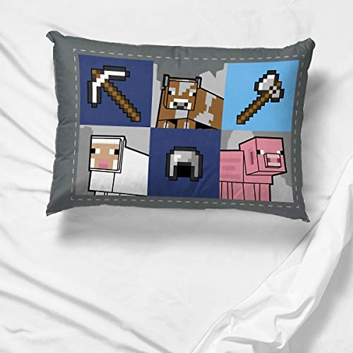 Jay Franco Minecraft Overworld 1 Single Pillowcase - Double-Sided Kids Super Soft - Bedding Features Creeper, Zombie, & Skeleton