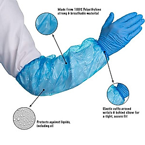 Disposable Plastic Sleeves | Blue | 100 Pack | 18 Inch | Waterproof Arm and Sleeve Protection