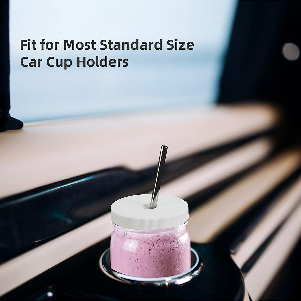 OAMCEG 8 Pack 16OZ Glass Juice Bottles with Straw Lids - Smoothie Cups with Lids and Straws, Reusable Juice Bottles for Juicing, Glass Drinking Mason Jars Travel Bottles Cup (Perforated Cover)