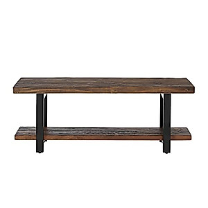 Alaterre Furniture Alaterre Sonoma Reclaimed Wood Bench with Open Shelf, Natural, Brown -
