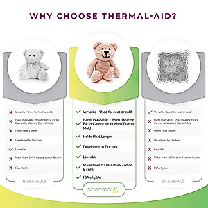 Thermal-Aid Zoo — Mini Bella The Pink Bear — Kids Hot and Cold Pain Relief Boo Boo Tool — Heating Pad Microwavable Stuffed Animal and Cooling Pad — Easy Wash, Natural Sleep Aid — Pregnancy Must-Haves