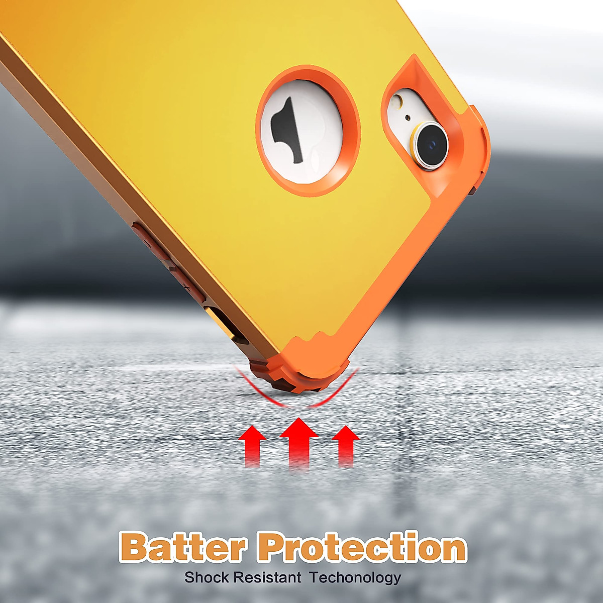 IDweel for iPhone XR Case, Case for iPhone XR Case with Screen Protector,3 in 1 Shockproof Slim Fit Hybrid Heavy Duty Hard PC Cover Soft Silicone Bumper Full Body Case,Sundial Yellow/Orange