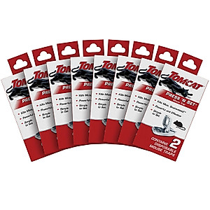 Tomcat Press 'N Set Mouse Trap for Indoor or Outdoor Use, Plastic Spring-Loaded Mouse Killer with Grab Tab, 8 Pack (16 Traps)