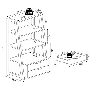 Tangkula Ladder Shelf Bookcase, Free Standing 4-Tier Bookshelf with 2 Storage Drawers, Modern Storage Display Shelving with Drawers, Ideal for Bathroom Home Office (Black)