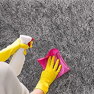 Goideal Oval Shaggy Bedroom Rug 2.6 x 5.2 Feet Fluffy Area Rugs for Girls Boys Kids Room Nursery Floor Carpet Home Decoration,Grey