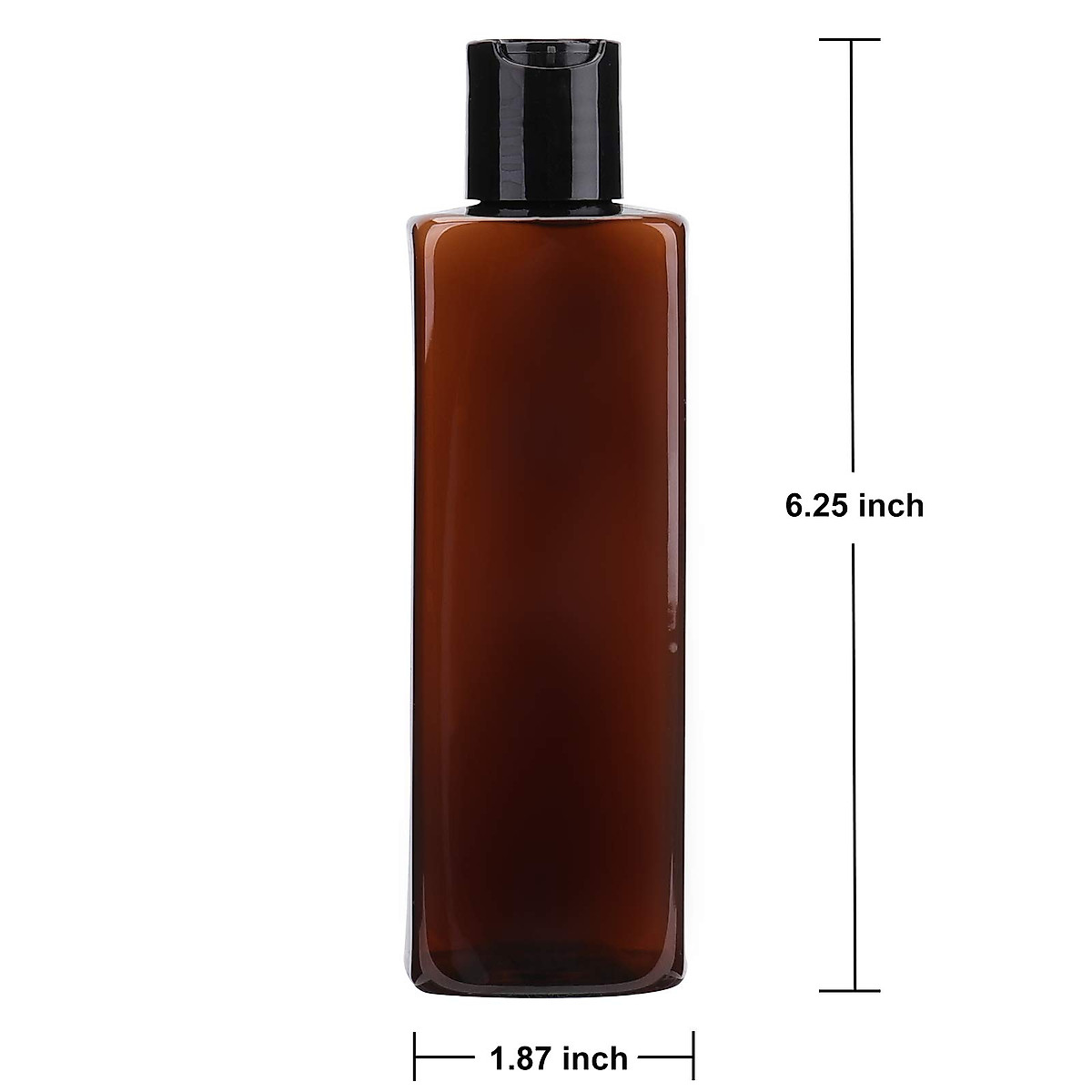 Bekith 16 Pack 8 ounce Amber Empty Plastic Bottles with Disc Top Flip Cap, BPA-Free Refillable Containers For Shampoo, Lotions, Liquid Body Soap, Creams, Rectangle