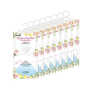 CANAGER Hanging Moisture Absorber, Lemon Rose Moistureproof Hanging Bag，Dehumidifier Bag (8 packs) Hanging Closet Dehumidifier Bags, Moisture Absorb 12.5 oz