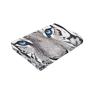 White Tiger Blanket 60 x 50 Inch Flannel Blanket Lightweight Warm Soft Cozy Fuzzy Throw Blanket All Season Microfiber Plush Blanket for Bed Sofa Living Room