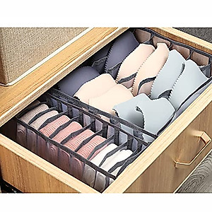 6PCS Drawer Organizer underwear Closet Divider Women (2 X 6,7 and 11 grids) for Clothes Storage Organization, Dresser, Drawer and Closet Organizers for: Underwear, Bra, Sock, & More, Gray (PSL-S13)