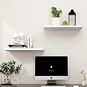 JOLLYMER White Flating Shelf for Living Room, Bedroom and Bathroom, Set of 2