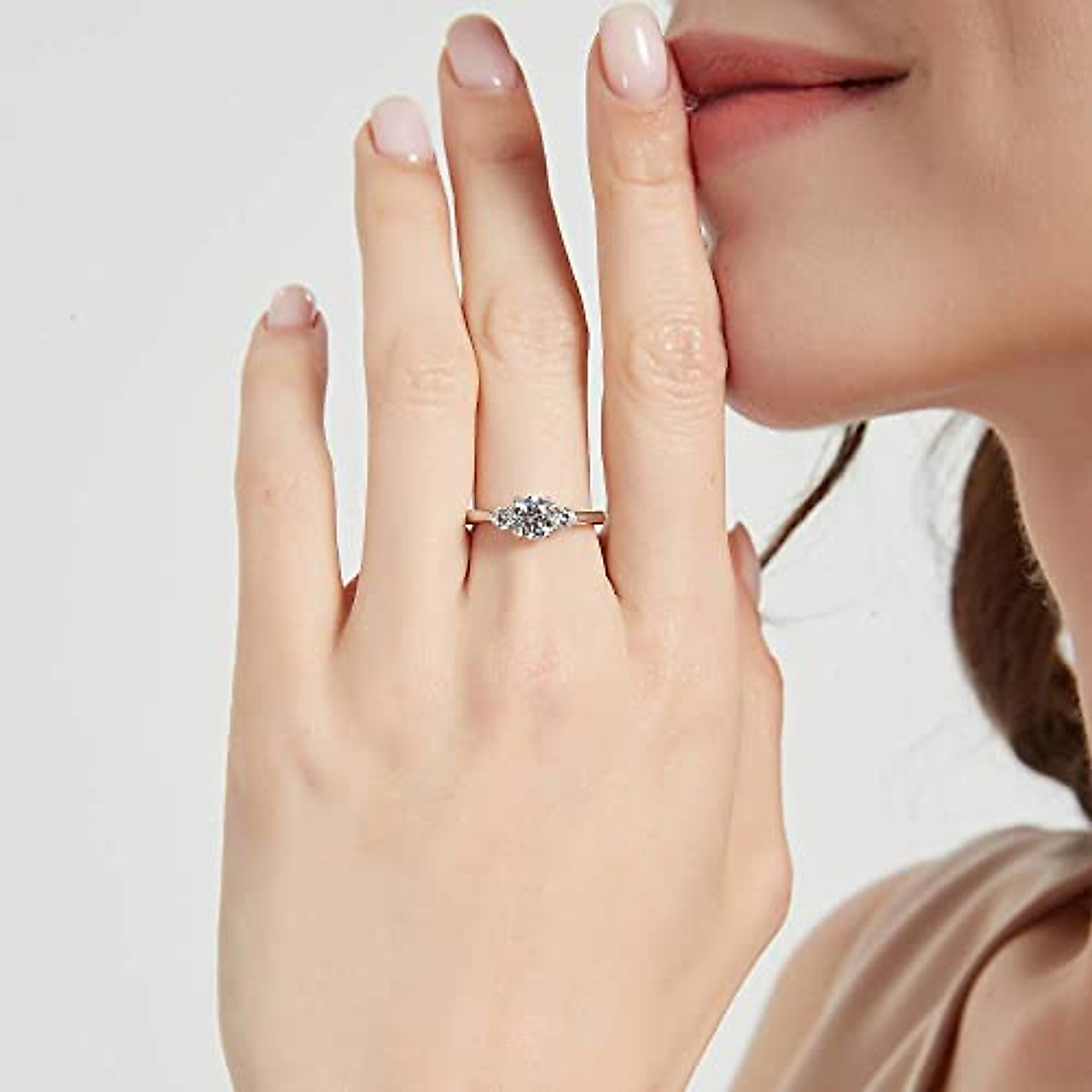 BERRICLE Sterling Silver 3-Stone Wedding Engagement Rings Round Cubic Zirconia CZ Anniversary Promise Ring for Women, Rhodium Plated Size 7