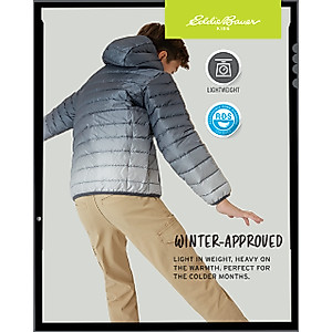 Eddie Bauer Boys' Jacket - CirrusLite Weather Resistant Down Coat for Boys - Insulated Quilted Bubble Puffer (3-20), Size 14-16, Iron