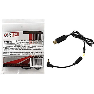 BT1013 USB Charging Cable Compatible with BL-5L and BaoFeng Extended Batteries, includes Dual 2.5mm Barrel Plug Adapters - Fast Power Transformer Cord