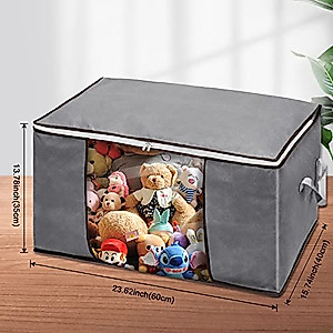 OANY Large Storage Bags,4 Pack Clothes Storage Bins,Foldable Closet Organizers Storage Containers with Durable Handles Thick Fabric,Gray