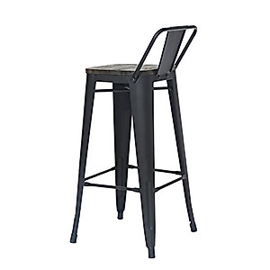 ZHENGHAO 30 Inch Bar Stools Set of 4, Metal Counter Height Stools with Low Back Industrial Stackable Bar Chairs Indoor for Kitchen/Dining/Patio, Matte Black