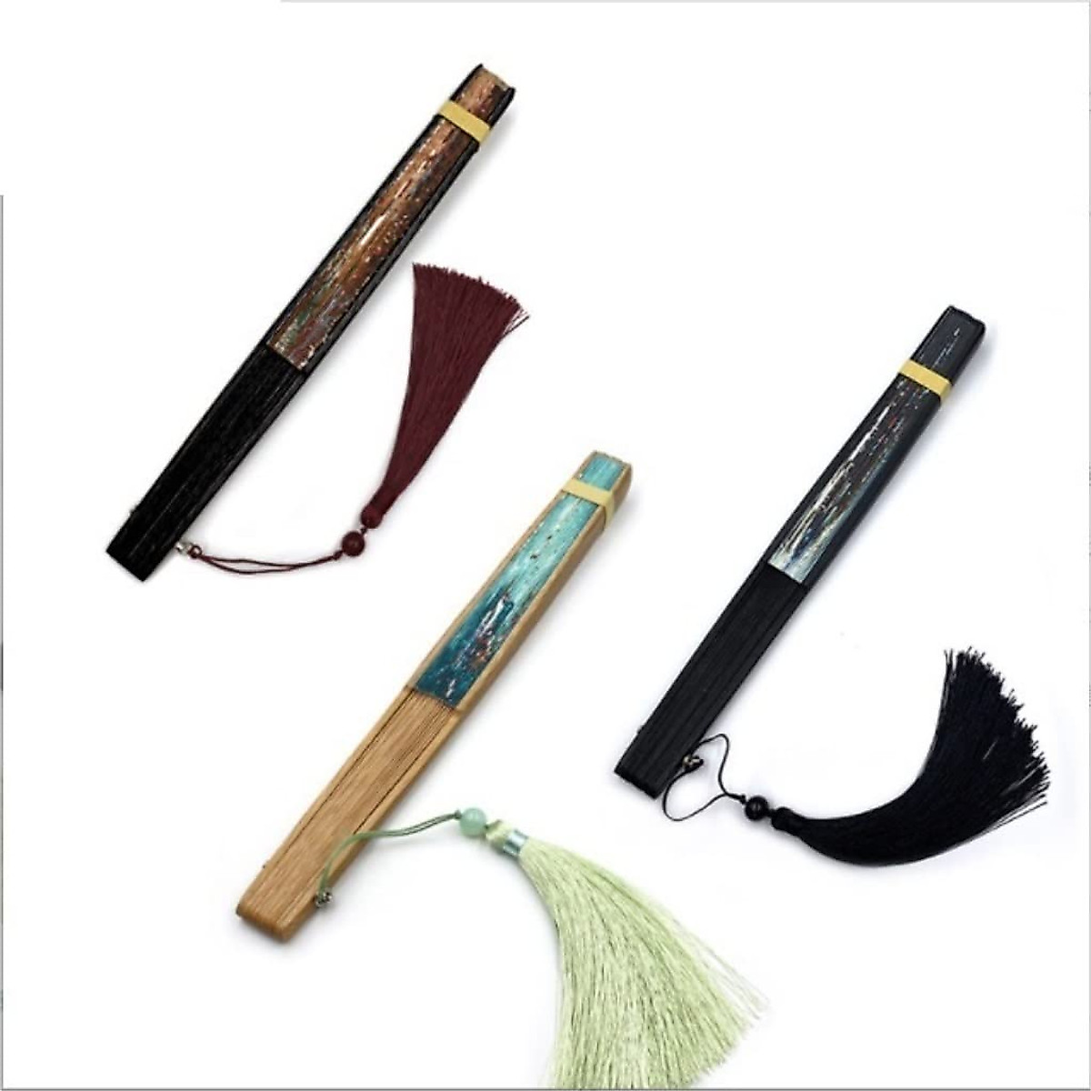 Folding Hand Fan Folding Fan Handheld Folded Fan Vintage Xuan Paper Fans with Gift Box, Foldable Bamboo Folder for Chinese Men and Women Fan Foldable Fan Hand Held Fans (Color : D, Size : 16.7cm)