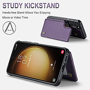 Vinich Samsung Galaxy S23 Plus Case with Card Holder, Samsung S23 Plus Wallet Case for Women Men with RFID Blocking, Durable Leather Kickstand Shockproof Case for Galaxy S23 Plus 5G, Purple