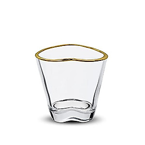 RUGLUSH Heart Shaped Shot Glasses with Gold Rim 2 Pack, Korean Soju Shot Glasses, Clear Heart Shot Glass Set for Soju Whiskey Vodka Espresso Liquor, Drinking Gift for Men and Women, 2oz