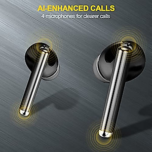 yobola Wireless Earbuds, Bluetooth Earbuds in Ear Deep Bass HiFi Stereo, IPX7 Waterproof Bluetooth Headphones 5.3 Touch Control, Wireless Headphones 4 Microphone Clear Call, Lightweight and Fit