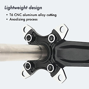 DJC Bike Crankset 104BCD with Chainring BSA Bottom Bracket with Spindle for MTB 1x 2X 3X Speed Mountain Bike Black Red Oilslick 170mm 175mm (170mm Black, Round 32T)