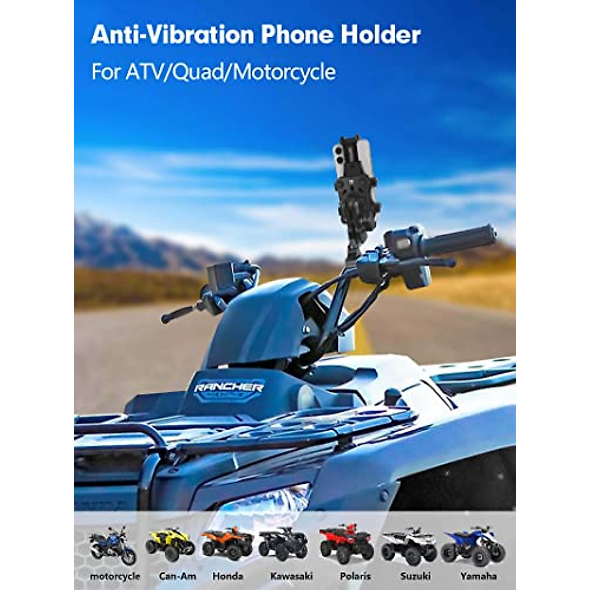 ZIDIYORUO Motorcycle ATV Phone Holder, Aluminum Heavy Duty Phone Mount for Motorcycle Universal 7/8"-9/8" Handlebars, Fit for All iPhone 14 13 12 Pro Max Android Samsung Smart Devices