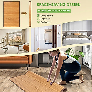 Giantex 5’ x 8’ Bamboo Area Rugs - Floor Mat with Anti-Slip Backing, Durable Roll-up Floor Rug, 60” x 96” Indoor Mat Rug for Dining Room, Living Room, Bedroom, Entryway, Bamboo Carpet (Modern)