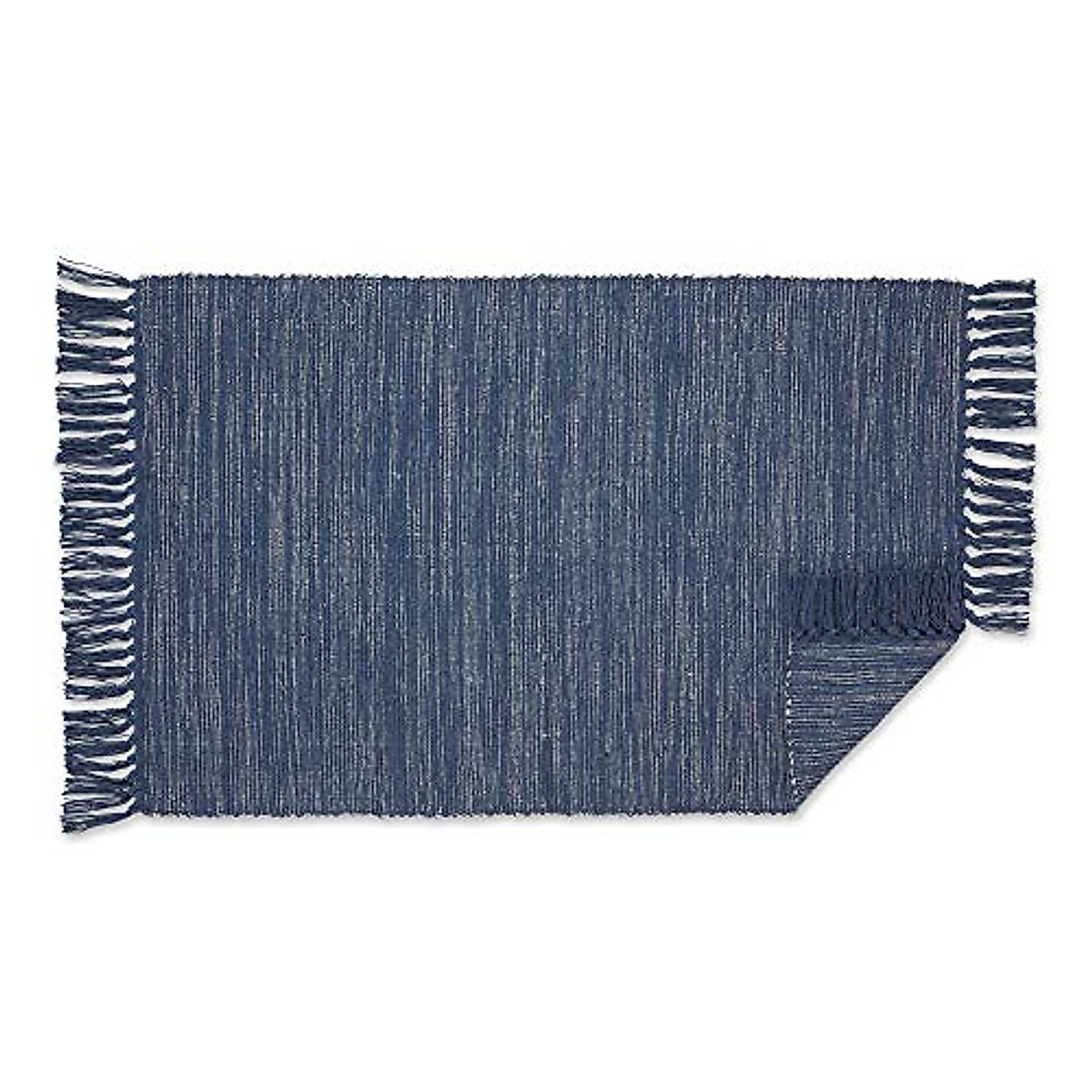 DII Woven Rugs Collection Ribbed Reversible Cotton, 2x3', French Blue & Off-White