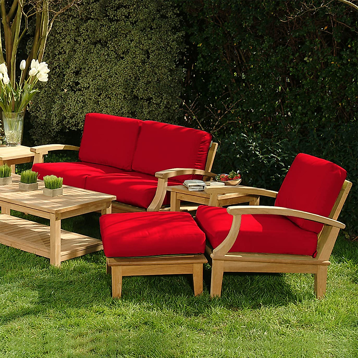 Cinnamonee Outdoor Cushion Covers Replacement Outdoor Patio Pillow Cover Comfortable for All Seasons Sofa Couches Loveseats Lava (20"X22"X4" 2 Pack, Red)