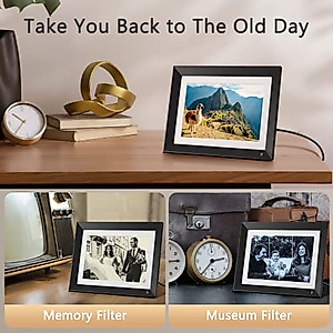 Digital Picture Frame - Benibela 10.1 Inch WiFi AI Smart Electronic Digital Photo Frame, Touch Screen, 32GB, Auto-Rotate, AI Recognition, 2 Filter Modes, Share Video via Email App USB, Wall Mountable