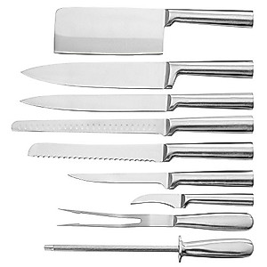 HQY Professional Knives, Premium Stainless Steel 9 Piece Chefs Knife Set in Case