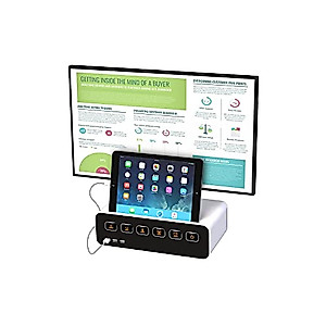 Kantek Cable Management Power HUB and Stand with USB Charging Ports, 5 OUTLETS, 3 USB, 6.5 FT Cord, White