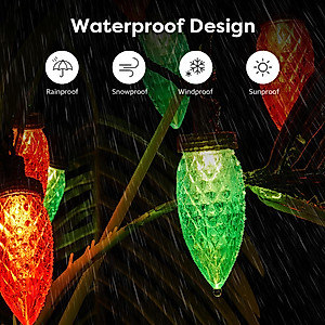 BlcTec Upgraded Super Big C9 Christmas Lights, 100 LED 66 FT Christmas String Lights with Remote, 8 Modes, Waterproof, Timer, Extendable for Indoor Outdoor Trees Eaves Christmas Decorations, Red Green