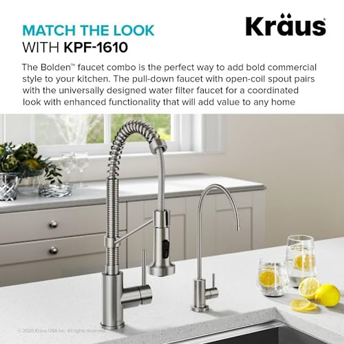 Kraus FF-100SFS Purita 100% Lead-Free Kitchen Water Filter Faucet, Spot Free Stainless Steel, 12 Inch