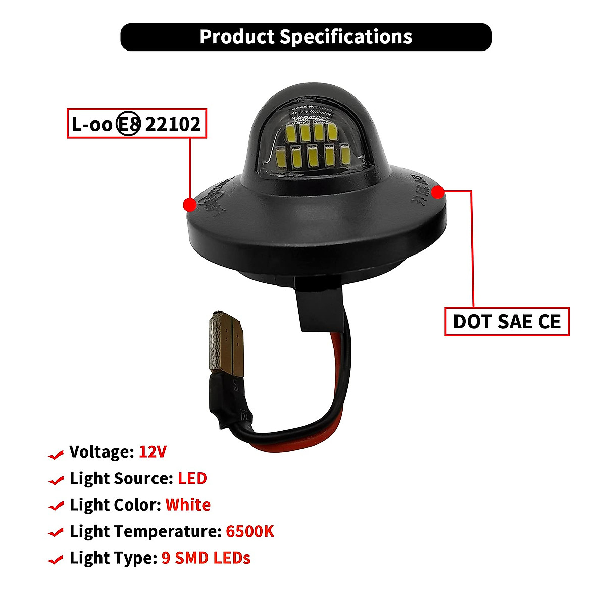 AlyoNed Full LED License Plate Light Tag Lamp Assembly Compatible with Ford F-150 F-250 F-350 F-450 F-550 Super Duty Explorer Expedition Ranger Excursion Bronco Truck Pickup