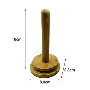 Generic Wooden Yarn Holder Revolving Vertical Tissue Holder Yarn Winder Wool Ball Holder, 8.8x8.8x18cm