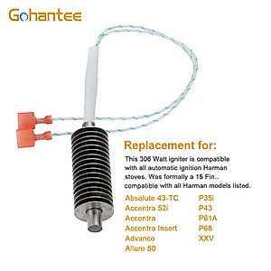 gohantee 15 Fin Igniter Replacement for Harman Pellet Stoves 3-20-677200