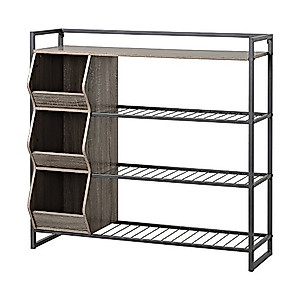 Signature Design by Ashley Maccanet Shoe Rack with Storage Cubbies, Brown