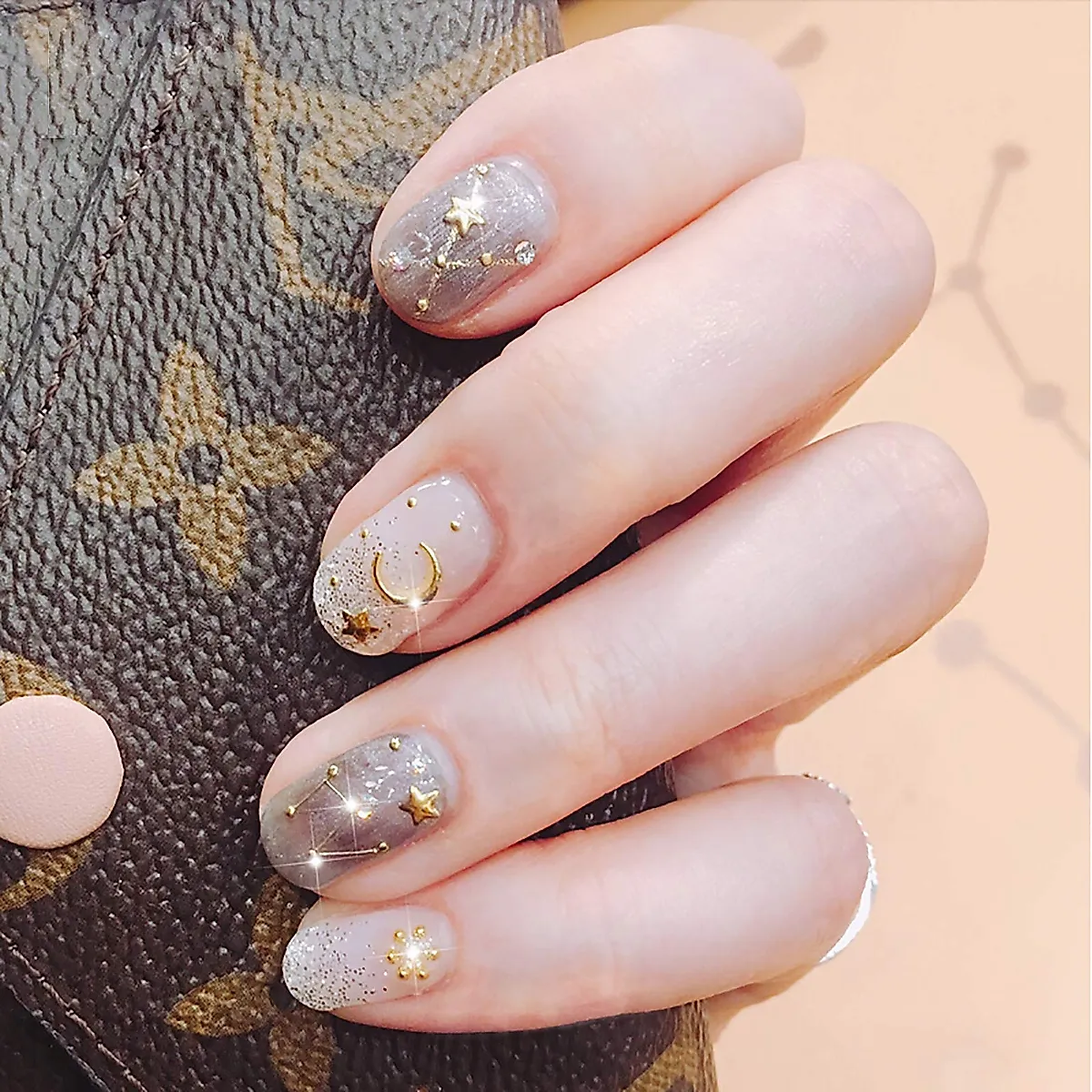 TOROKOM 12 Sheets Metallic Self-Adhesive Nail Stickers for Women, 3D Metallic Star Moon Leaf Line Nail Design Stickers Decals Manicure Fingernail Decorations Gift for Women Girls