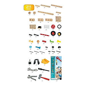 BRIO 34588 Builder Activity Set - 211 Piece STEM Toy with Wood and Plastic Pieces | Enhances Motor Skills | Fosters Creativity | Sustainable Materials | for Kids Ages 3 and Up (63458800)