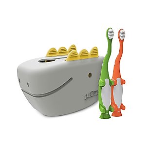 Dr. Brown's Baby and Toddler Toothbrush, Green and Orange Dinosaur 2-Pack, 1-4 Years, and CleanUp Dino-Soft Baby Bath Spout Cover, Toddler Bathtub Safety for Kids, BPA Free, Certified Plastic Neutral