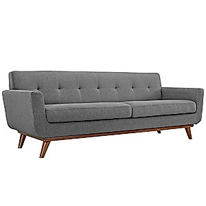 Modway Engage Mid-Century Modern Upholstered Fabric Sofa in Expectation Gray