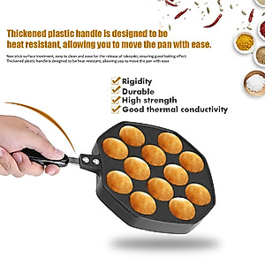 Takoyaki Grill Pan - Cast Iron Takoyaki Pan Octopus Ball Plate Home Cooking Baking Tools Kitchen Accessories with 12 Holes