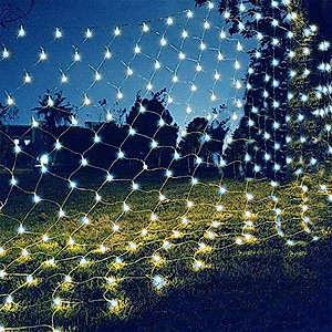 gresonic Net Mesh Lights,320 LEDs 8.2ft x 5.9ft String Lights for Christmas Trees,Bushes,Holiday,Party,Outdoor Wall,Garden Decorations(Cool White)